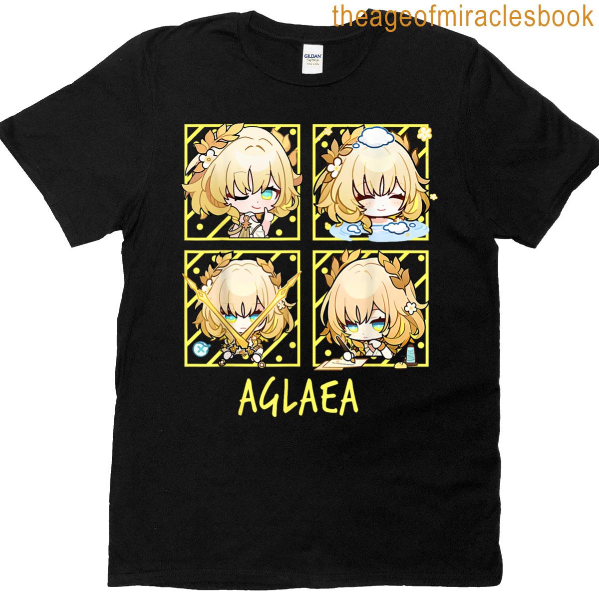 Honkai Aglaea Chibi Dan Heng Marth 7th Star Hsr Rail T-shirt
