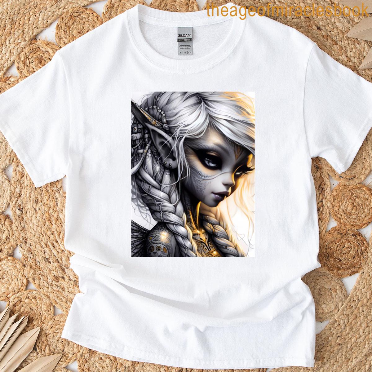 Mystic Cyber Elf Princess With Golden Tattoos T-shirt
