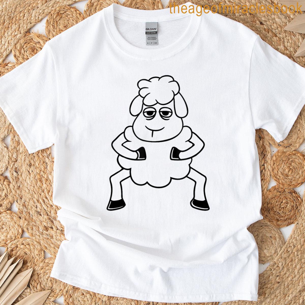 Sheep Tired Bored Look Standing Cute Cool Comic Cartoon T-shirt