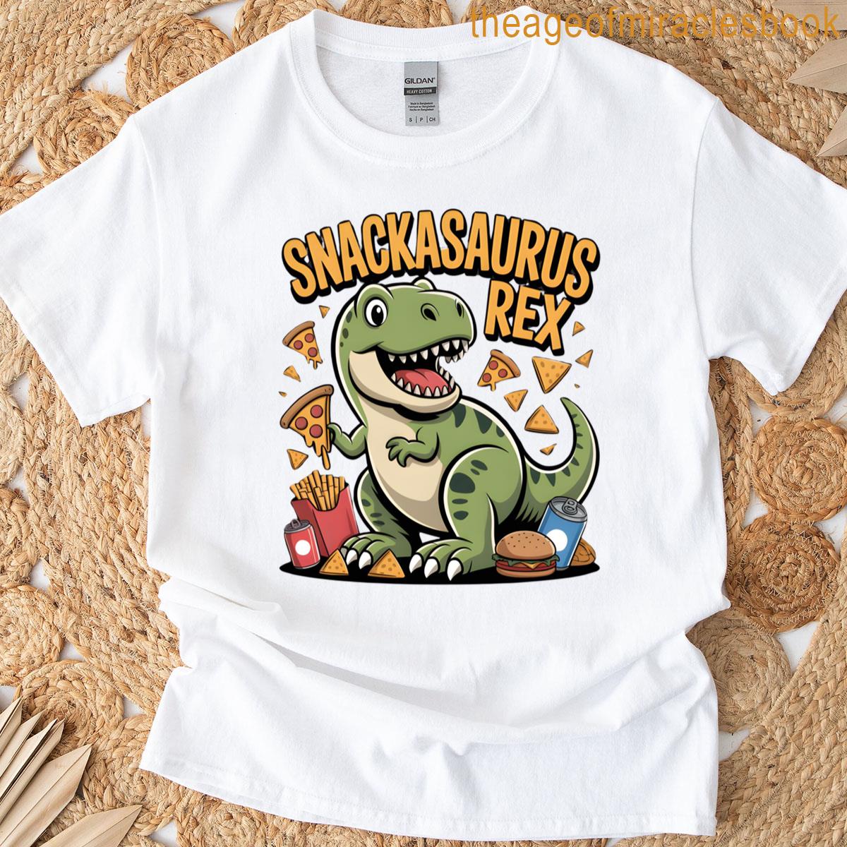 Snackasaurus Rex Funny Dinosaur Cartoon Junk Food Humor T-shirt