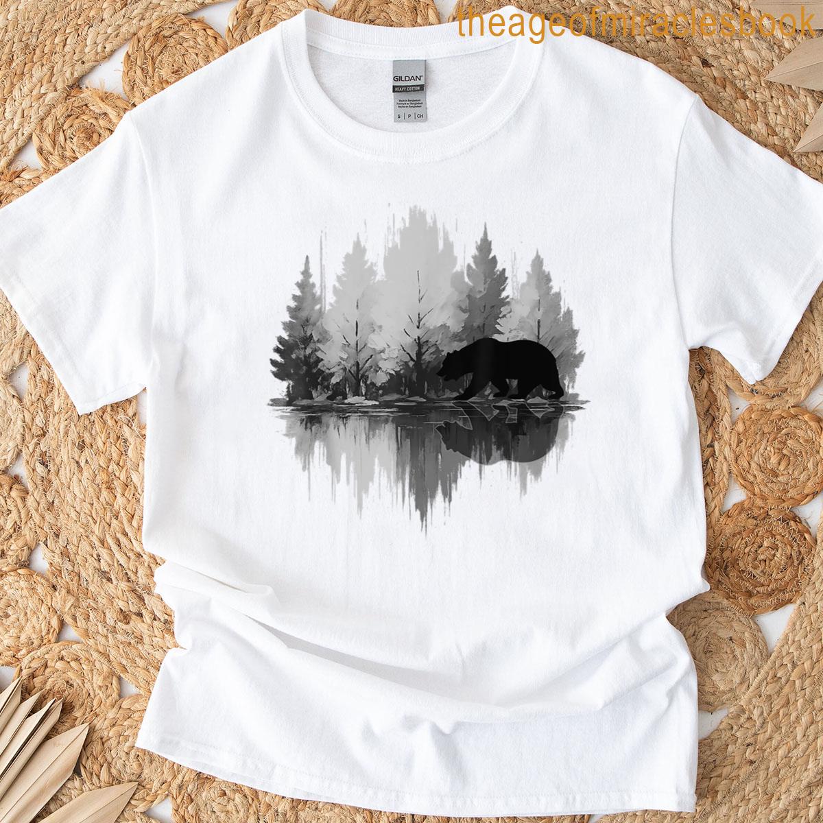 Wildlife Abstract Nature Animal Bear Reflection Forest Trees T-shirt