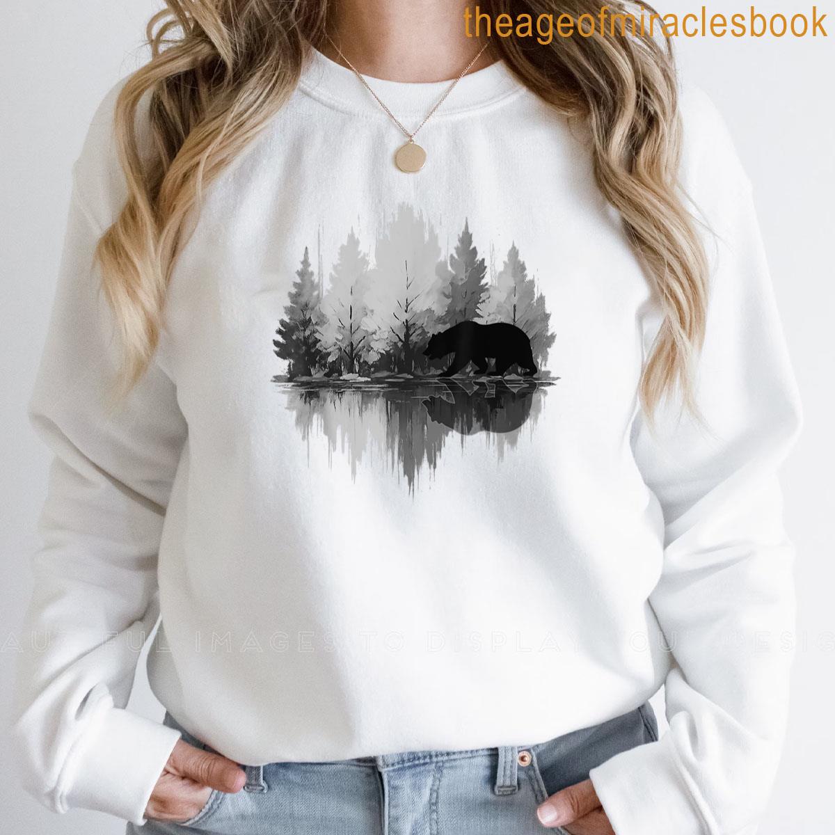 Wildlife Abstract Nature Animal Bear Reflection Forest Trees T-shirt