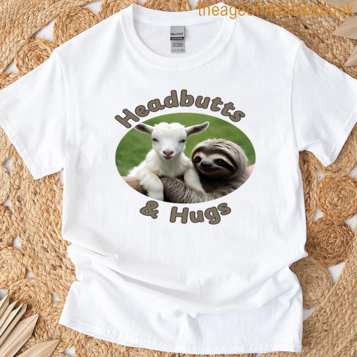 Headbutts Hugs Adorable Baby Goat And Sloth Duo T-shirt