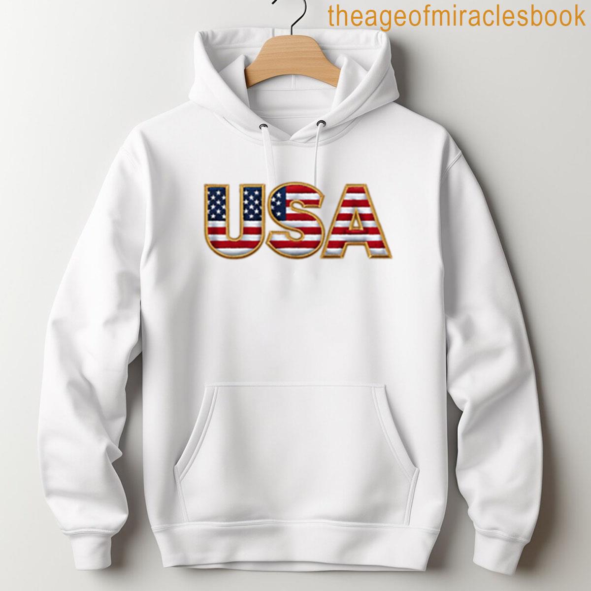Usa Embroidered Usa Flag T-shirt