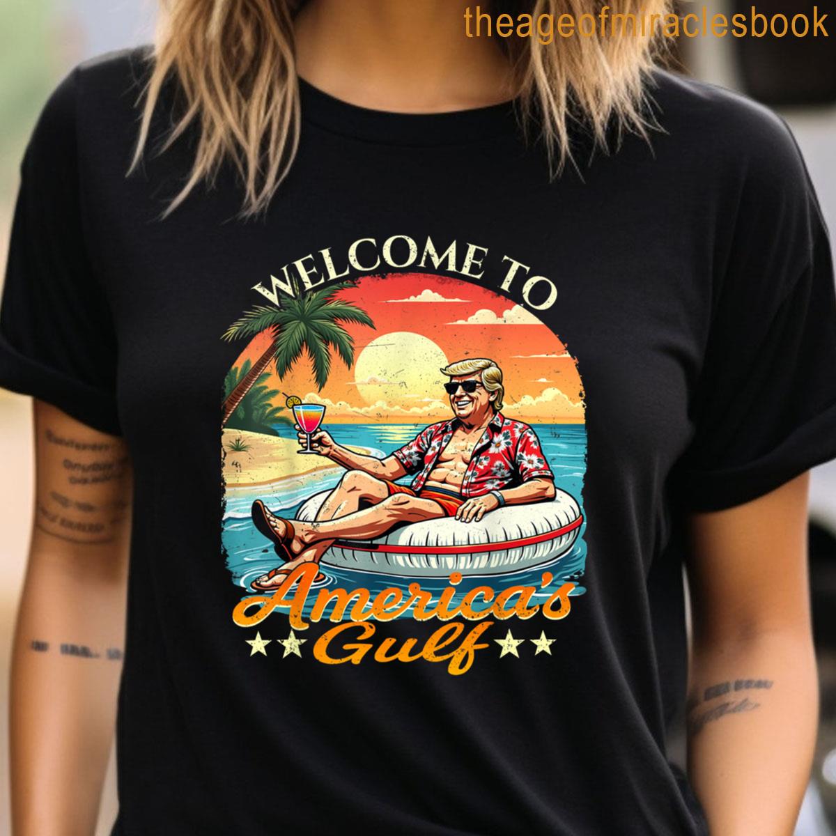 Funny Trump Retro Vintage Welcome To Americas Gulf Est 2025 T-shirt