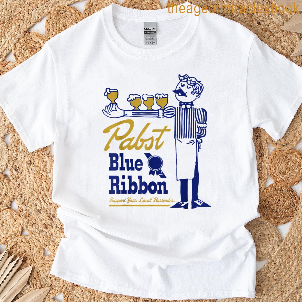 Pabst Blue Ribbon Bartender - Vintage Artwork T-shirt