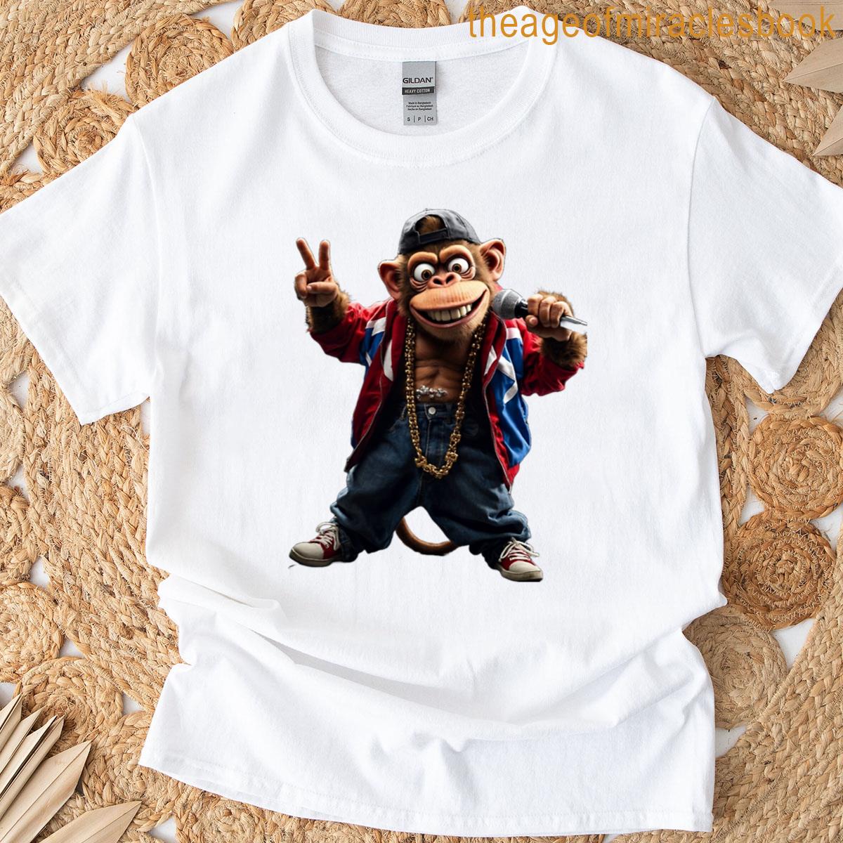 Monkey Cartoon Design Wearing American Rapper Monkey T-shirt