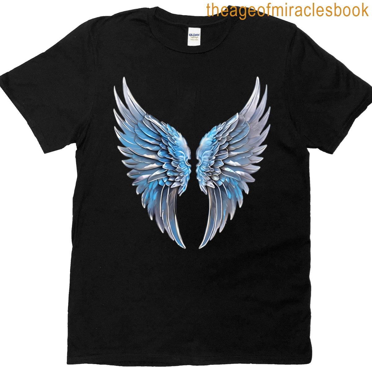 Blue Silver Angel Wings T-shirt