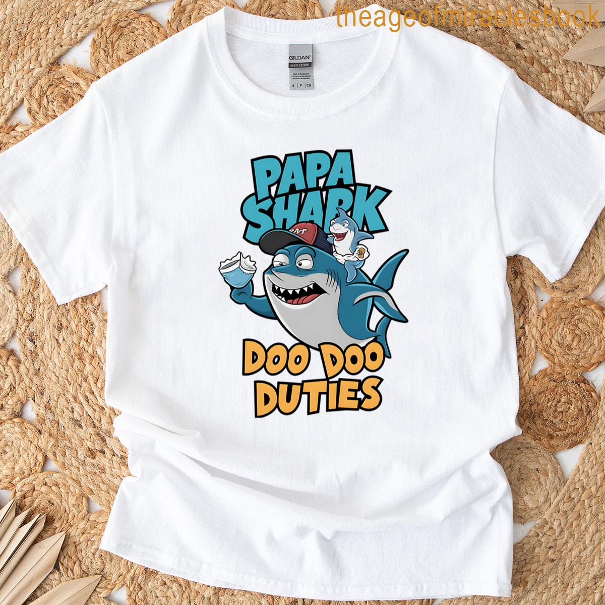 Daddy Shark Design Doo Doo Doo Fathers Day - Funny Cartoon Shark Dad ...