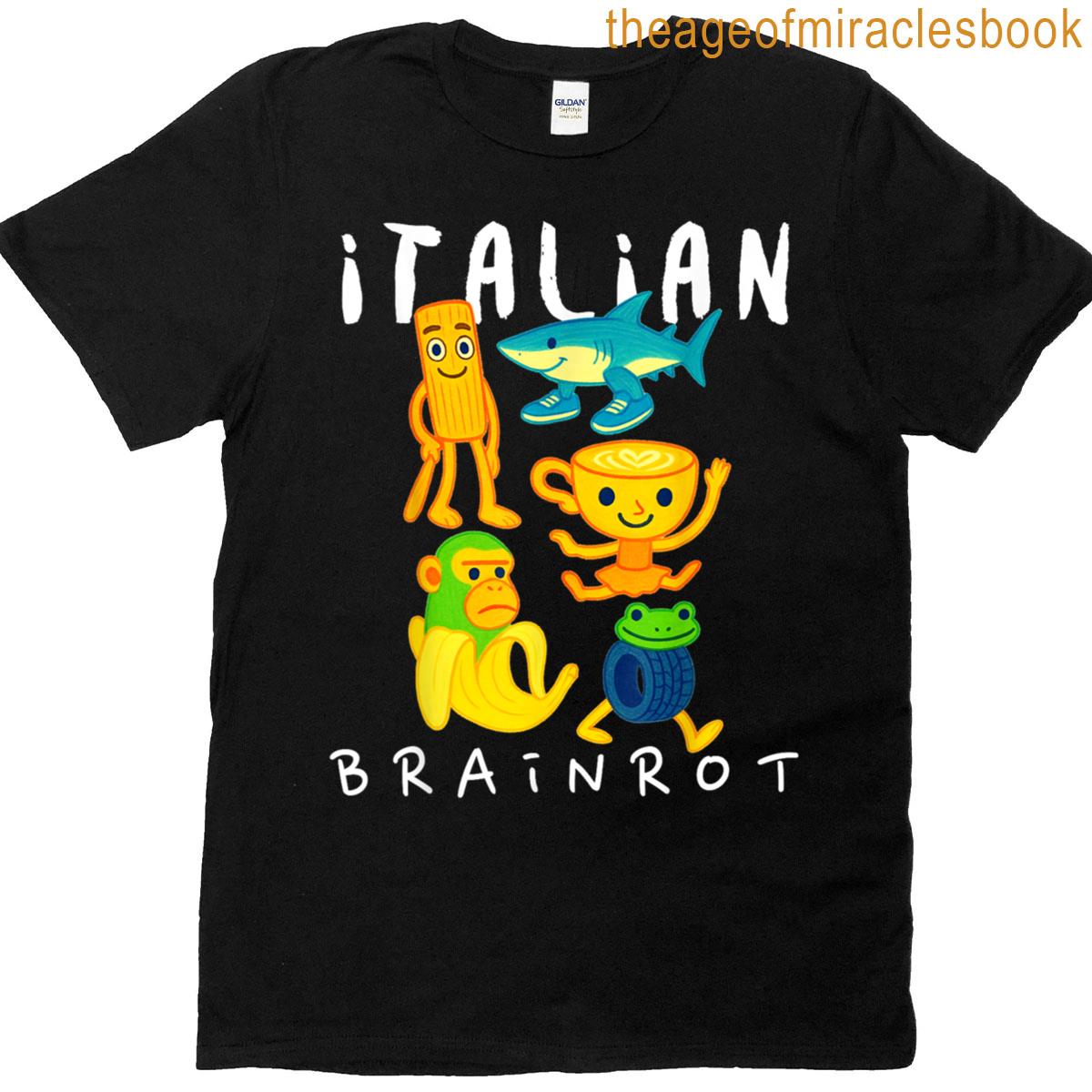 Italian Brainrot Meme Cartoon Crayon Kindergarten Kids Funny T-shirt