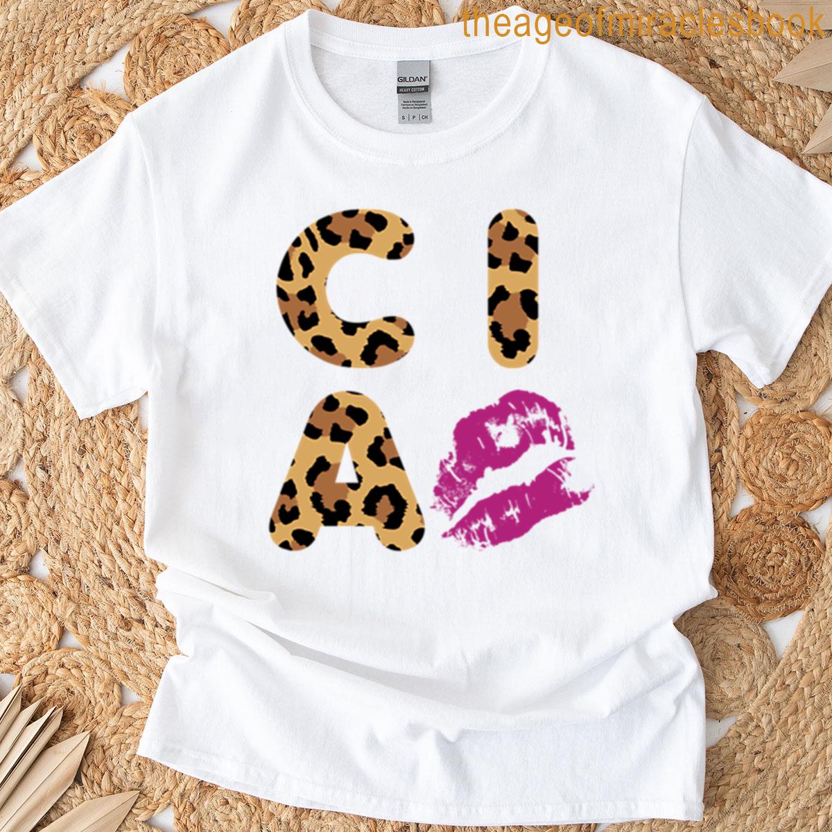 Ciao Leopard Print Letters With Pink Lip Oversized T-shirt