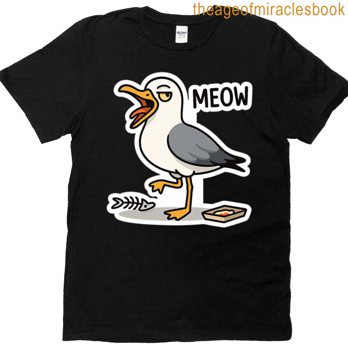 Meowing Seagull Cat Mimic Bird Meme Sticker T-shirt