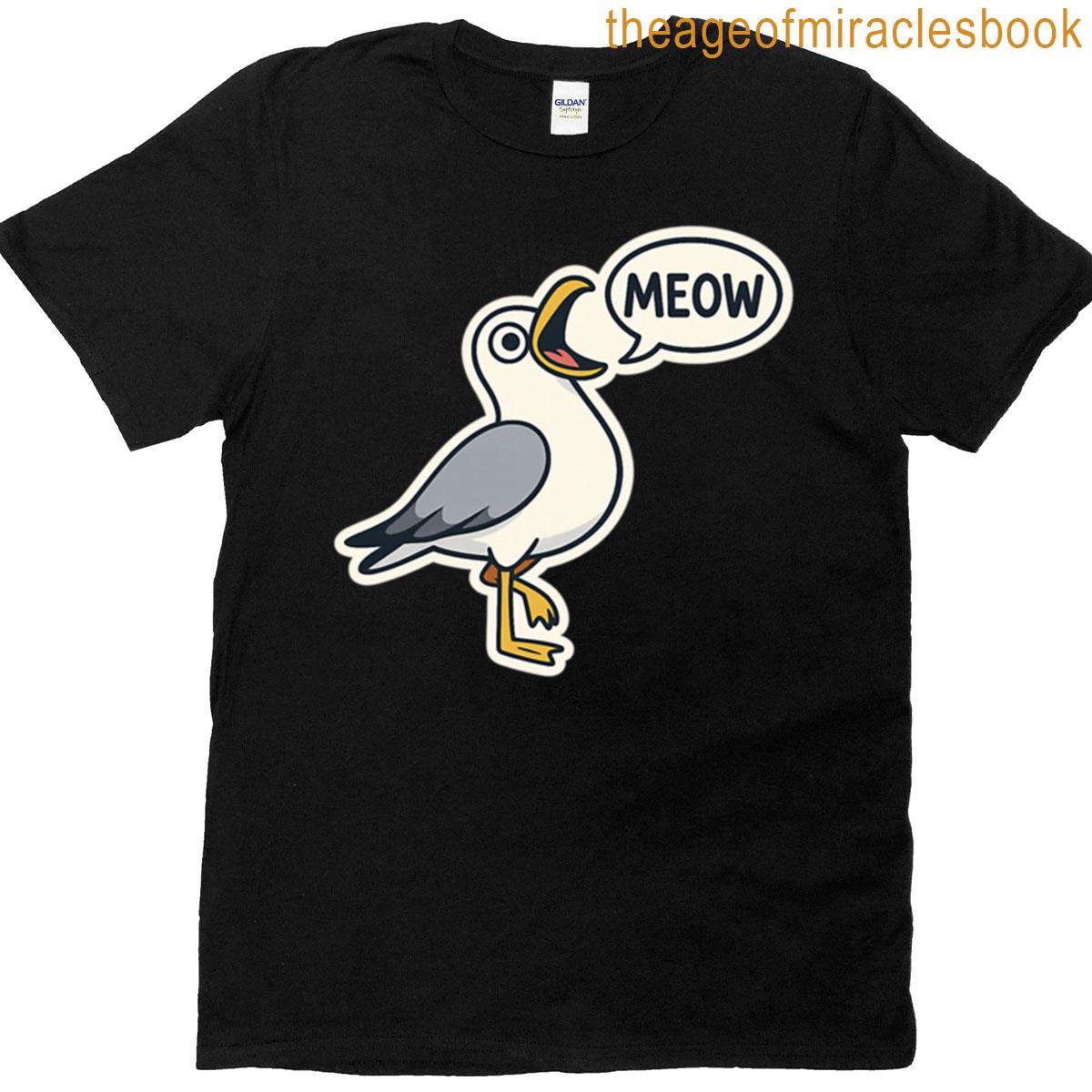 Meowing Seagull Viral Meme Bird Yelling Sticker Oversized T-shirt