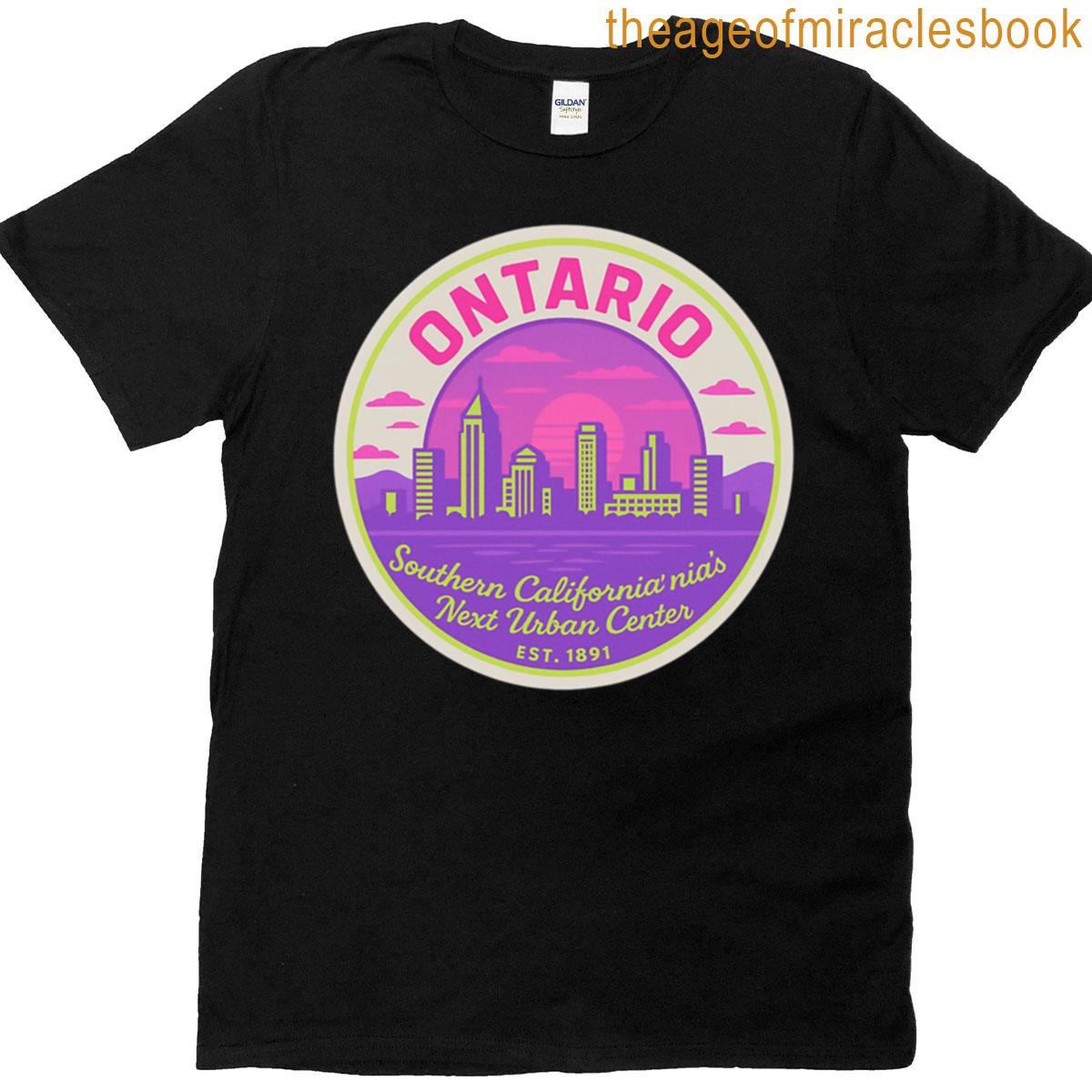Ontario Retro Skyline Sticker Neon 90s Sunset Edition T-shirt