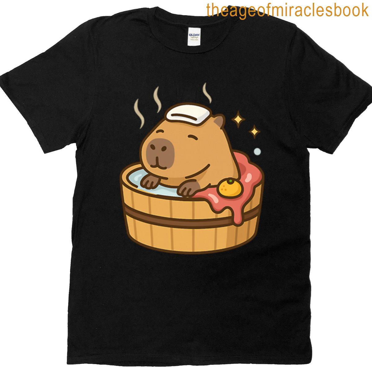Spa Capybara Kawaii Capybara In Hot Spring Bath Sticker Oversized T-shirt