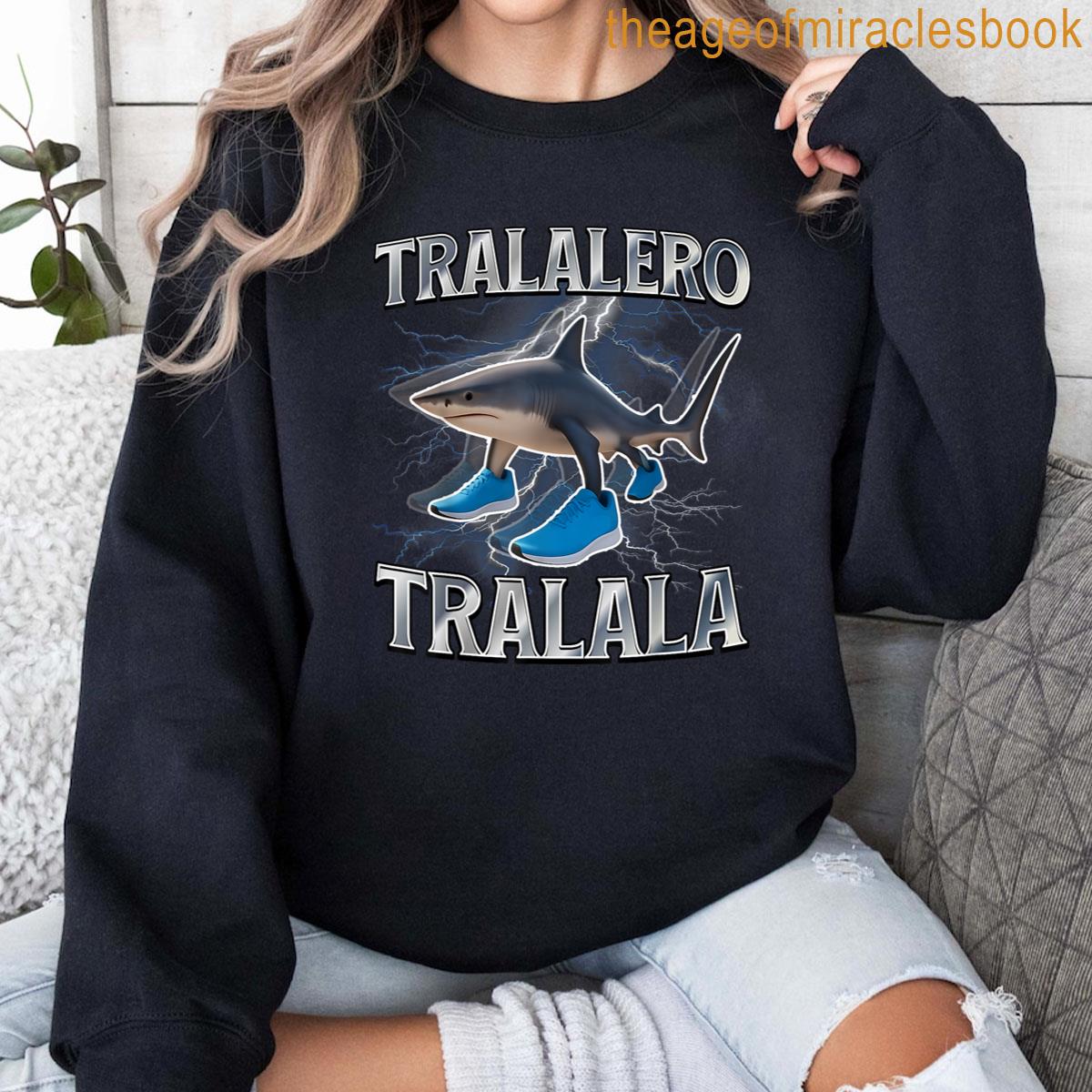 Tralalero Tralala Funny Shark Italian Brainrot Meme Boys Kid T-shirt