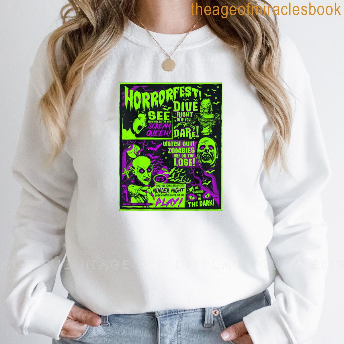 Vintage Horrorfest Halloween Movie Poster Old Time Horror T-shirt