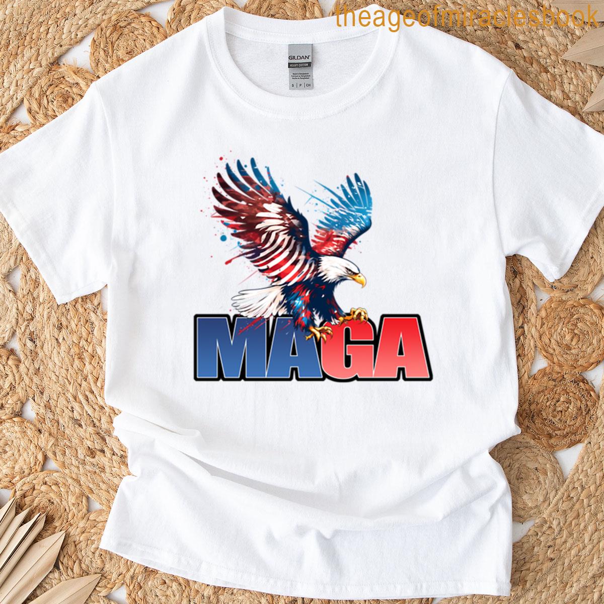 Flying Maga Eagle Action Patriotic Graphic T-shirt