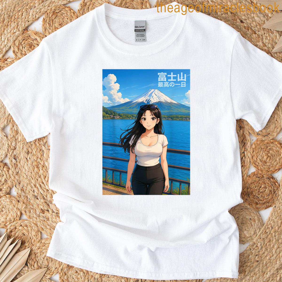 Mount Fuji Japanese Manga Anime Cute Woman T-shirt