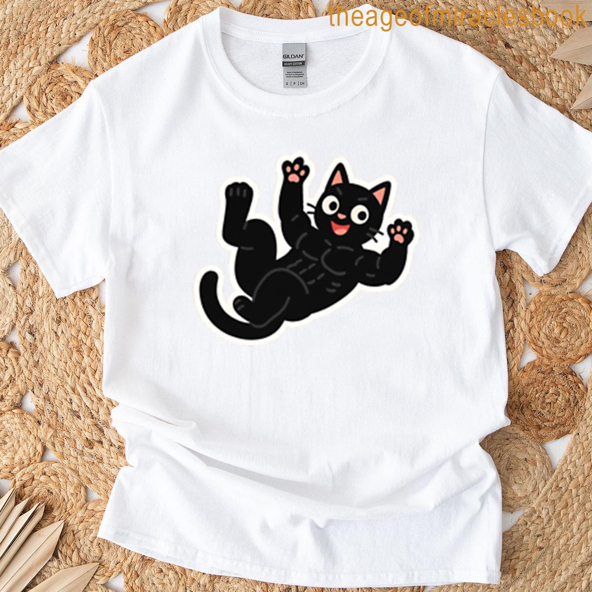 Buff Cat Energy Muscular Black Cat Sticker T-shirt