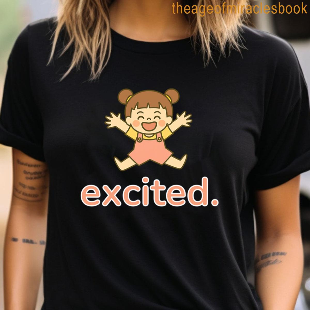 Pumpui Excited Happy Chibi Girl Jumping With Joy Oversized T-shirt