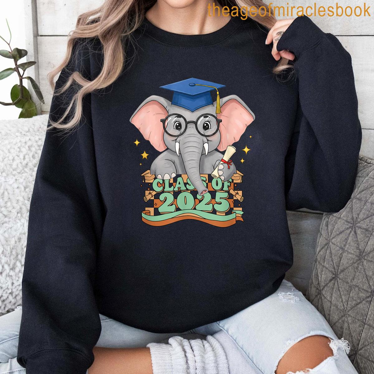 Graduate Elephant Class Of 2025 Kids Mens Womens Graduation T-shirt