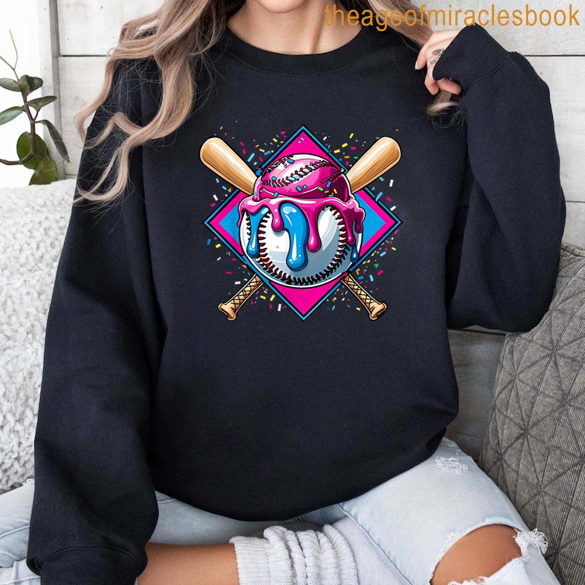 Baseball Ice Cream Dripping Baseball Home Plate Drip T-shirt