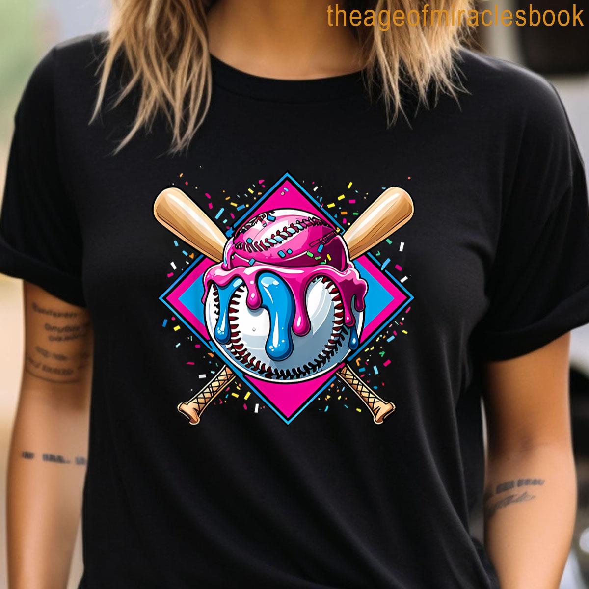 Baseball Ice Cream Dripping Baseball Home Plate Drip T-shirt