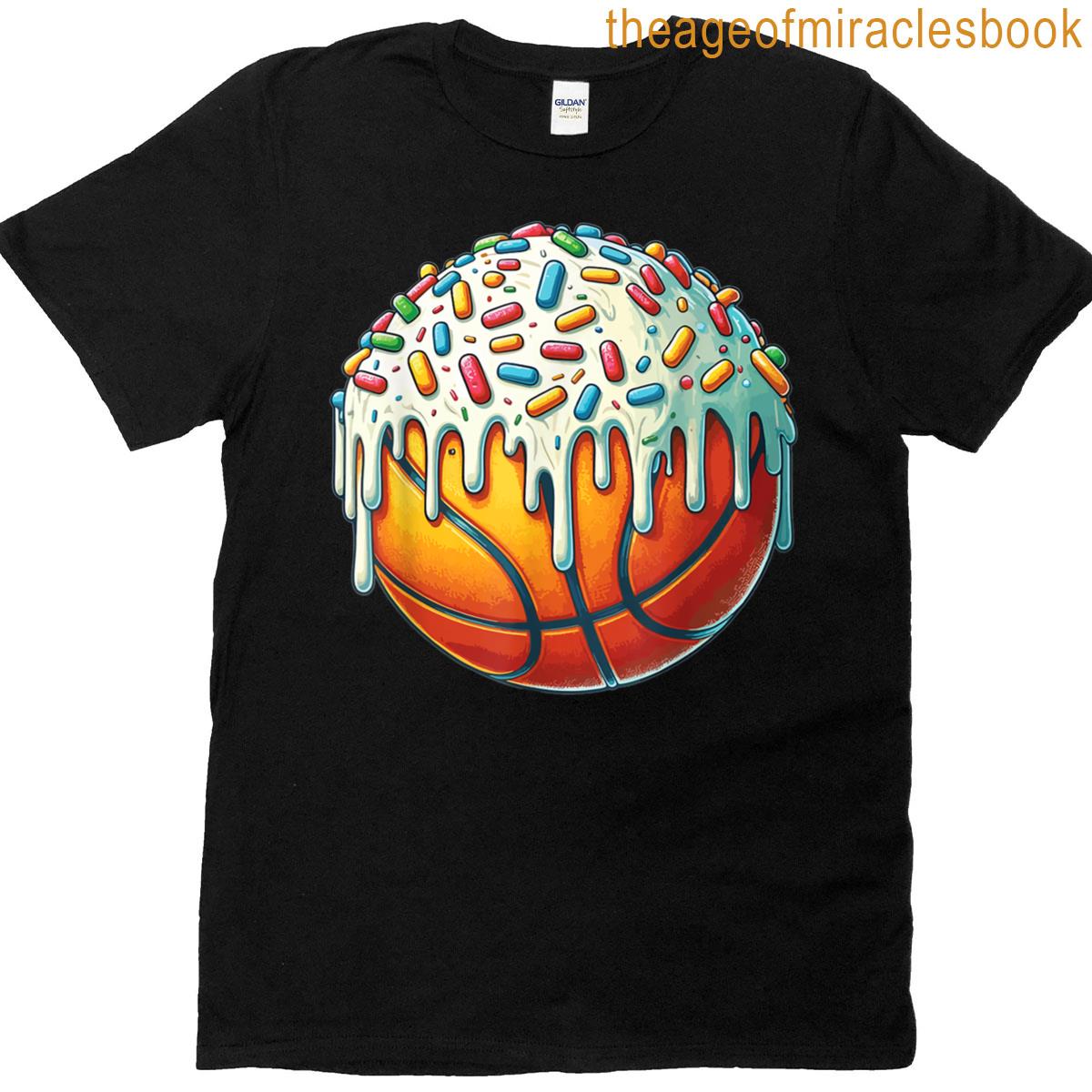 Ice Cream Basketball Drip Sprinkles Basketball Dripping Kids T-shirt