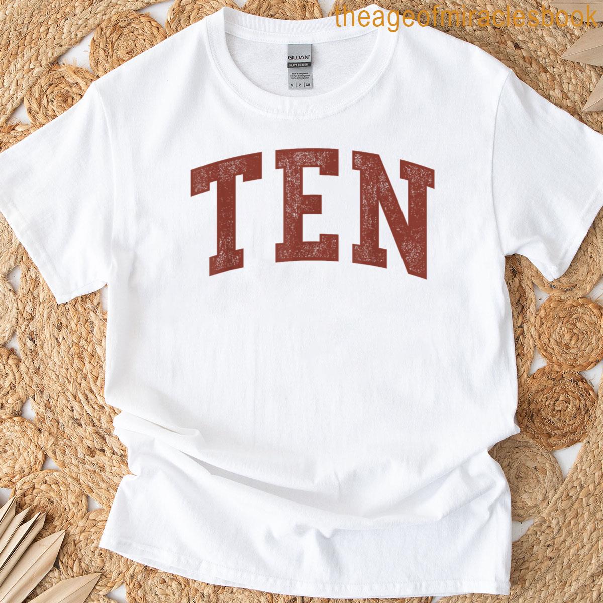 Ten Minimalist 10th Birthday Design 10-year-old T-shirt