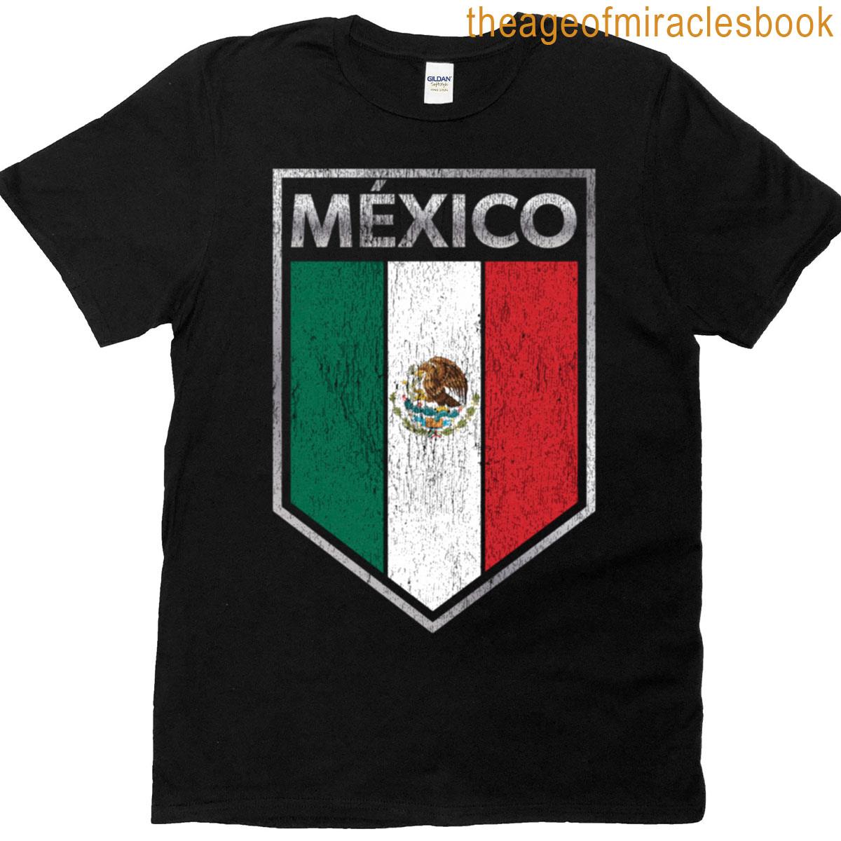 Latino Pride - Vintage Mexican Flag Shield Design T-shirt