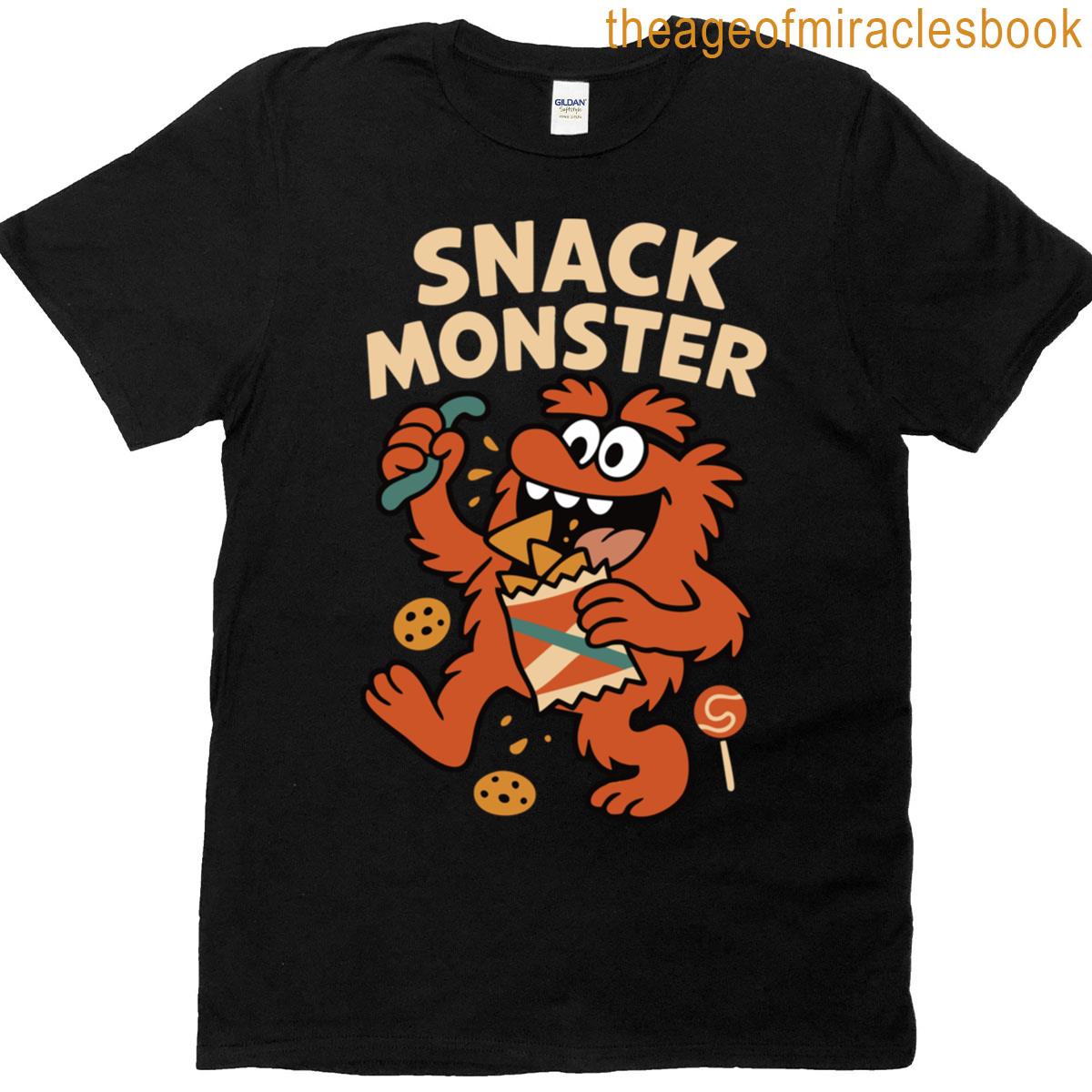 Snack Monster Funny Cartoon Craving Creature Design T-shirt