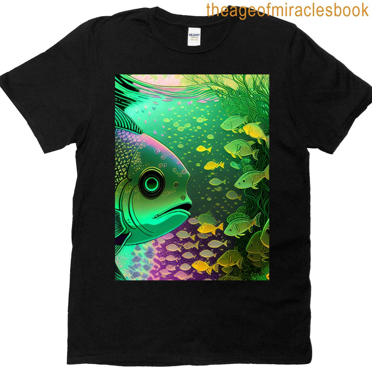 Strange Green Fish Graphic T-shirt
