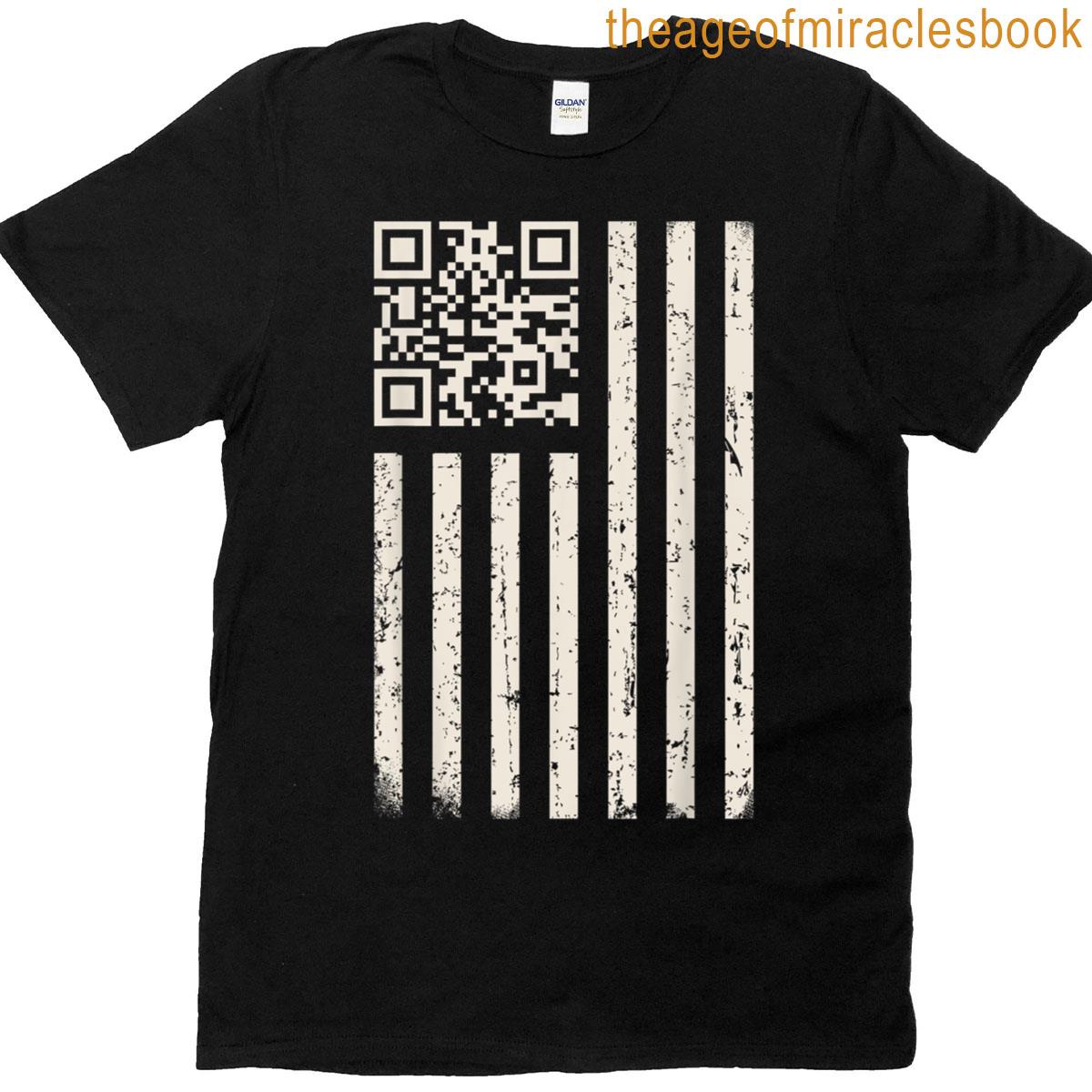 Funny Qr Scan Code Dancing Us Flag Funny T-shirt