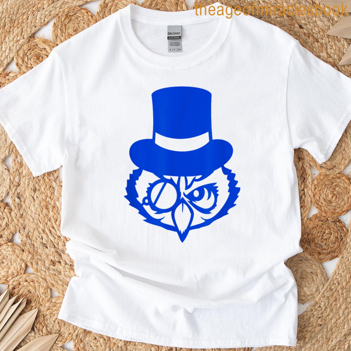 Sir Owl Top Hat Monocle Glasses Rich Gentleman Fun Cartoon T-shirt