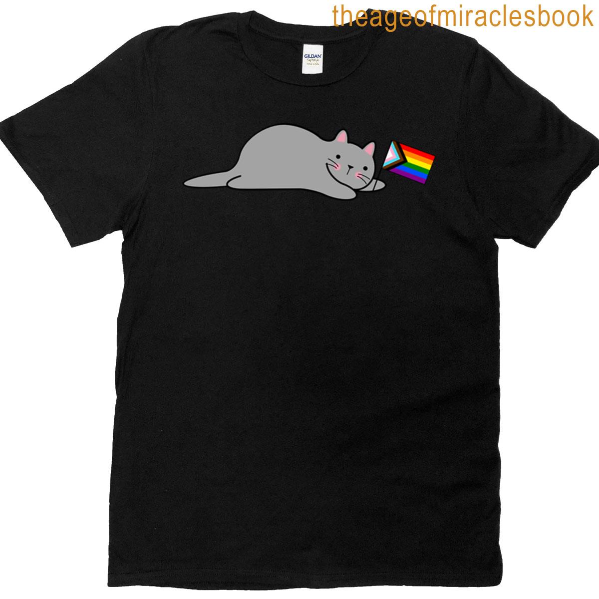 Cat With A Progress Pride Flag T-shirt