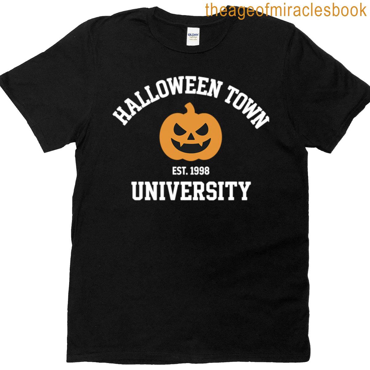 Halloween Town University Spooky College Crest Design Oversized T-shirt