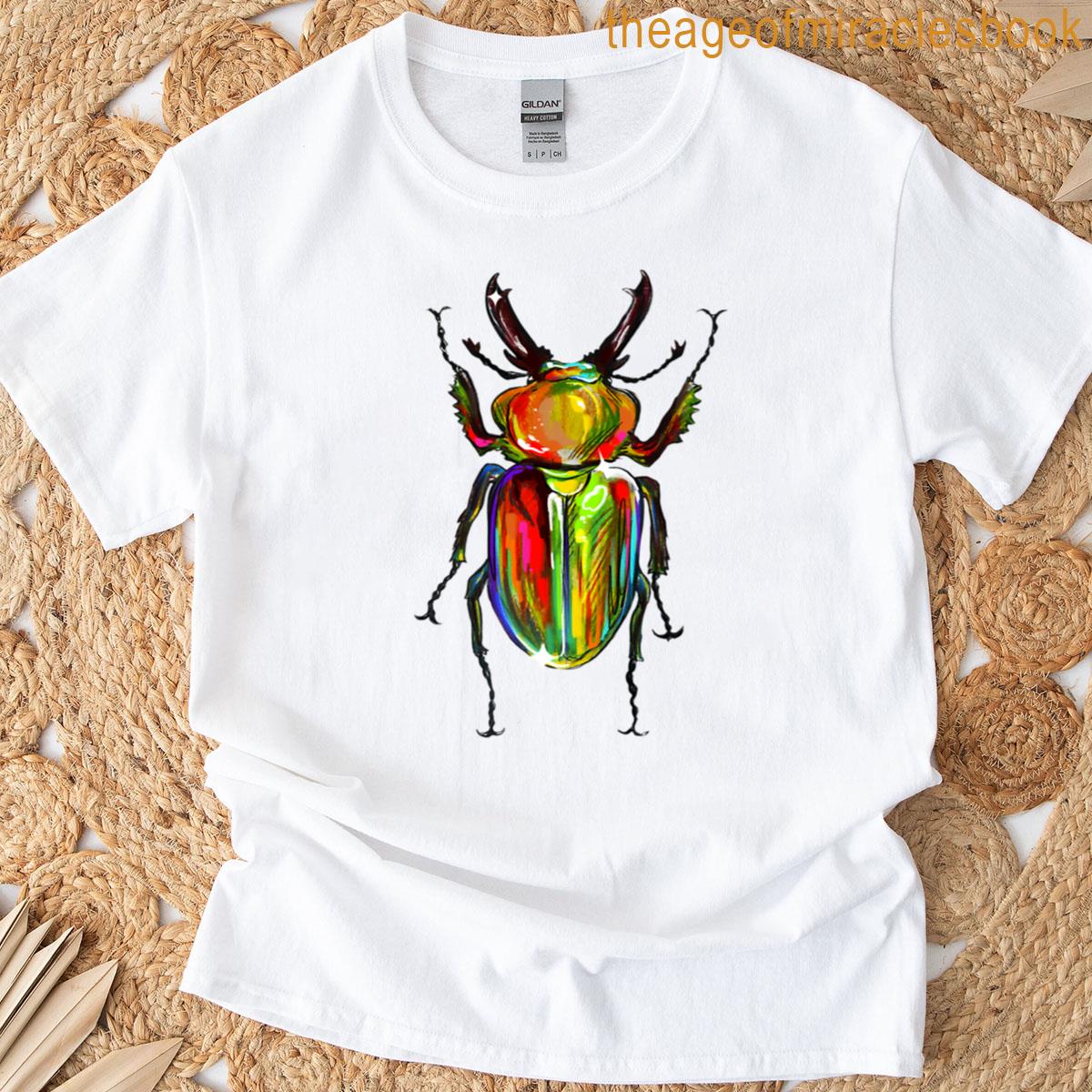 Rainbow Stag Beetle Cute Bug Pride Month T-shirt