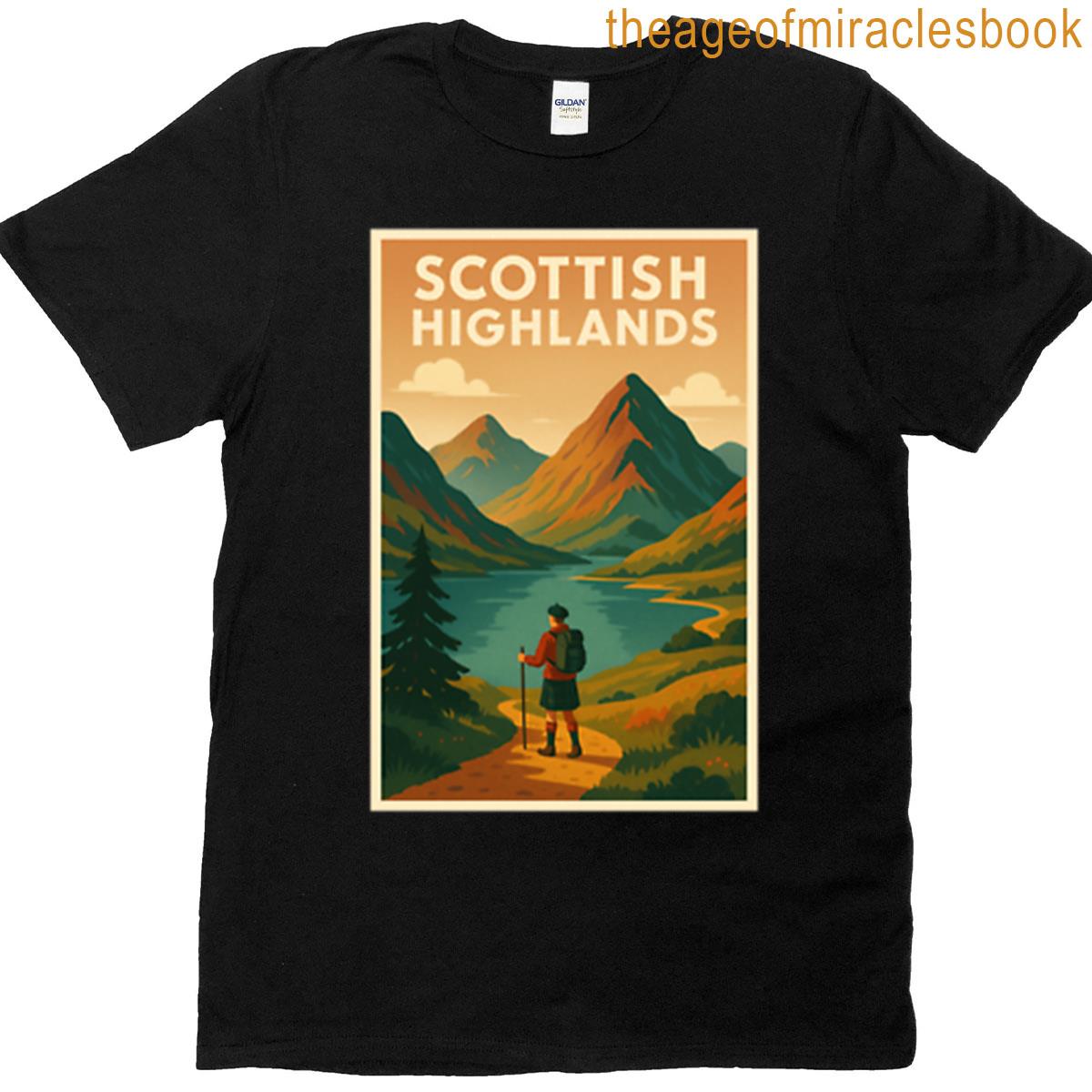 Scottish Highlands Retro Poster T-shirt