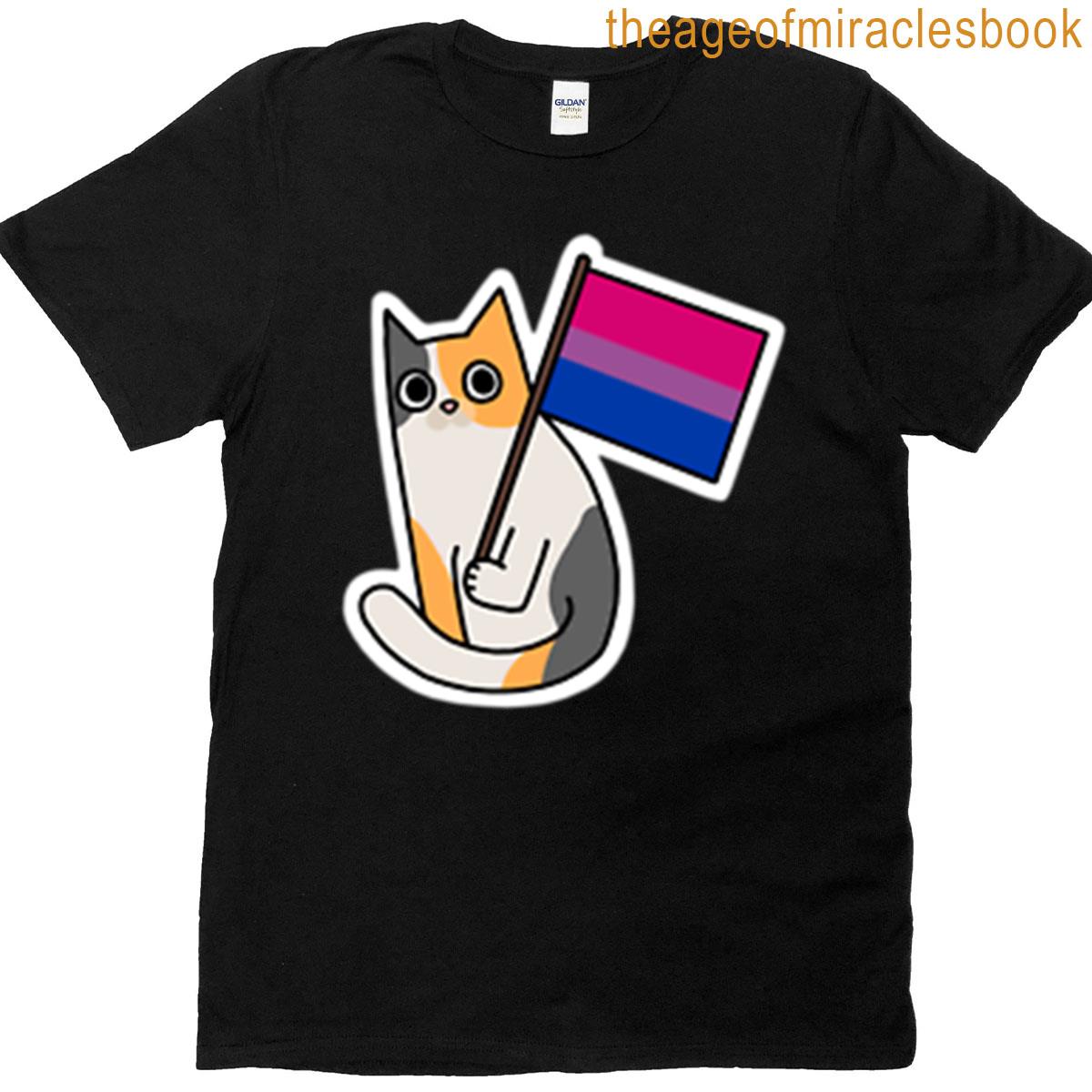 Bisexual Pride Flag Calico Cat Sticker T-shirt