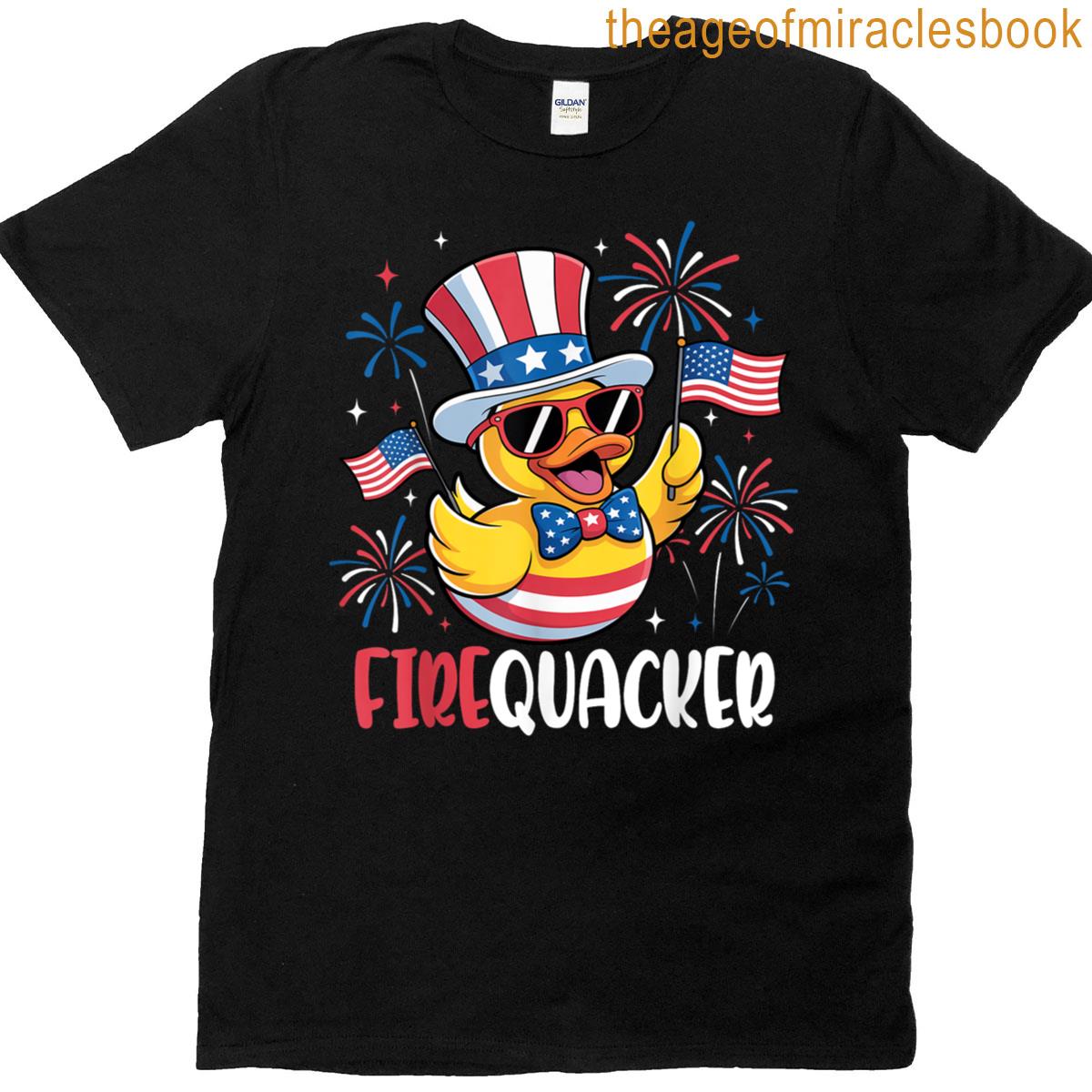 Funny 4th Of July Duck Firequacker Patriotic Fourth Of July T-shirt