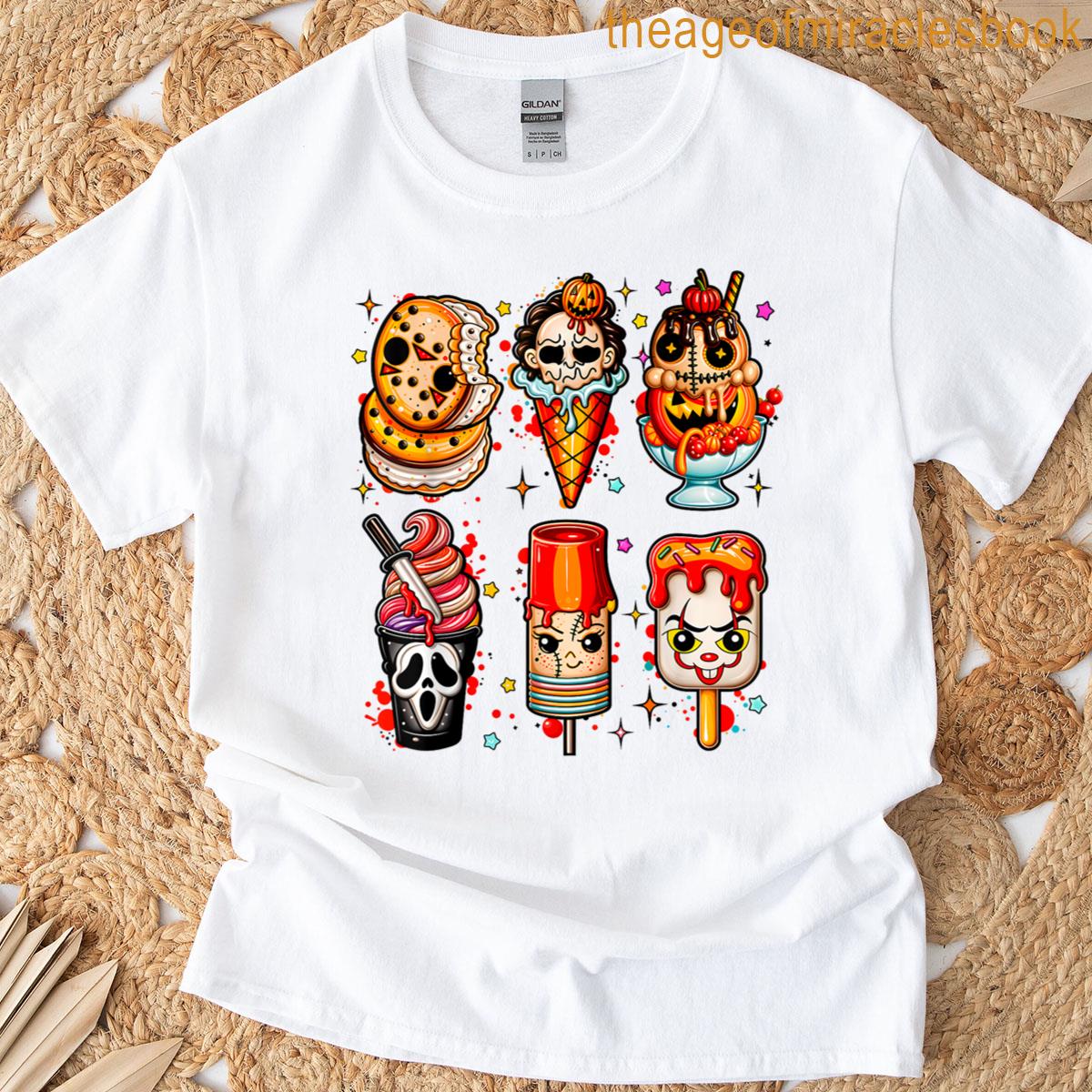 Horror Movies Summer Popsicle Halloween Ice Cream Summerween T-shirt