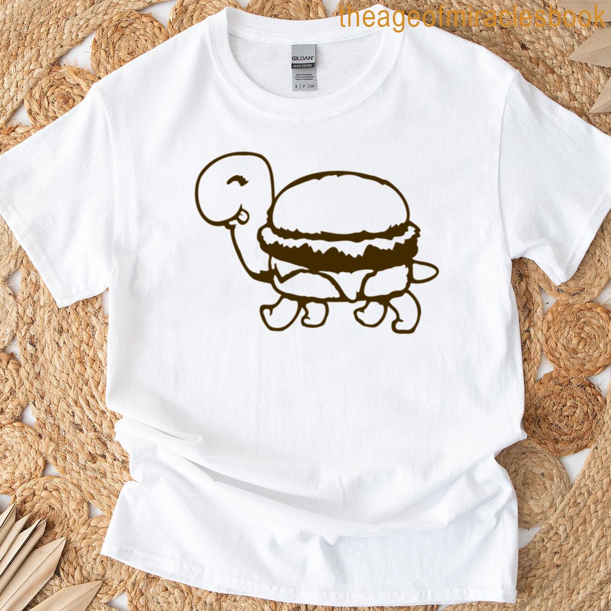 Turtle Hamburger Cheeseburger Fast Food Walking Funny Burger T-shirt