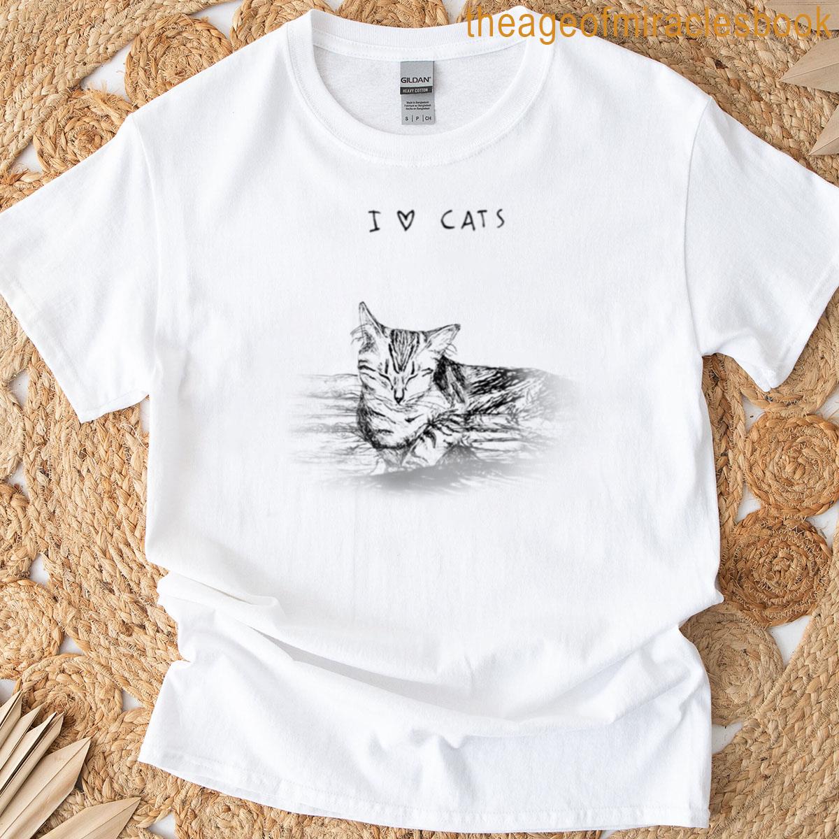I Love Cats Hand-drawn Cat Motif In Black Version 1 T-shirt