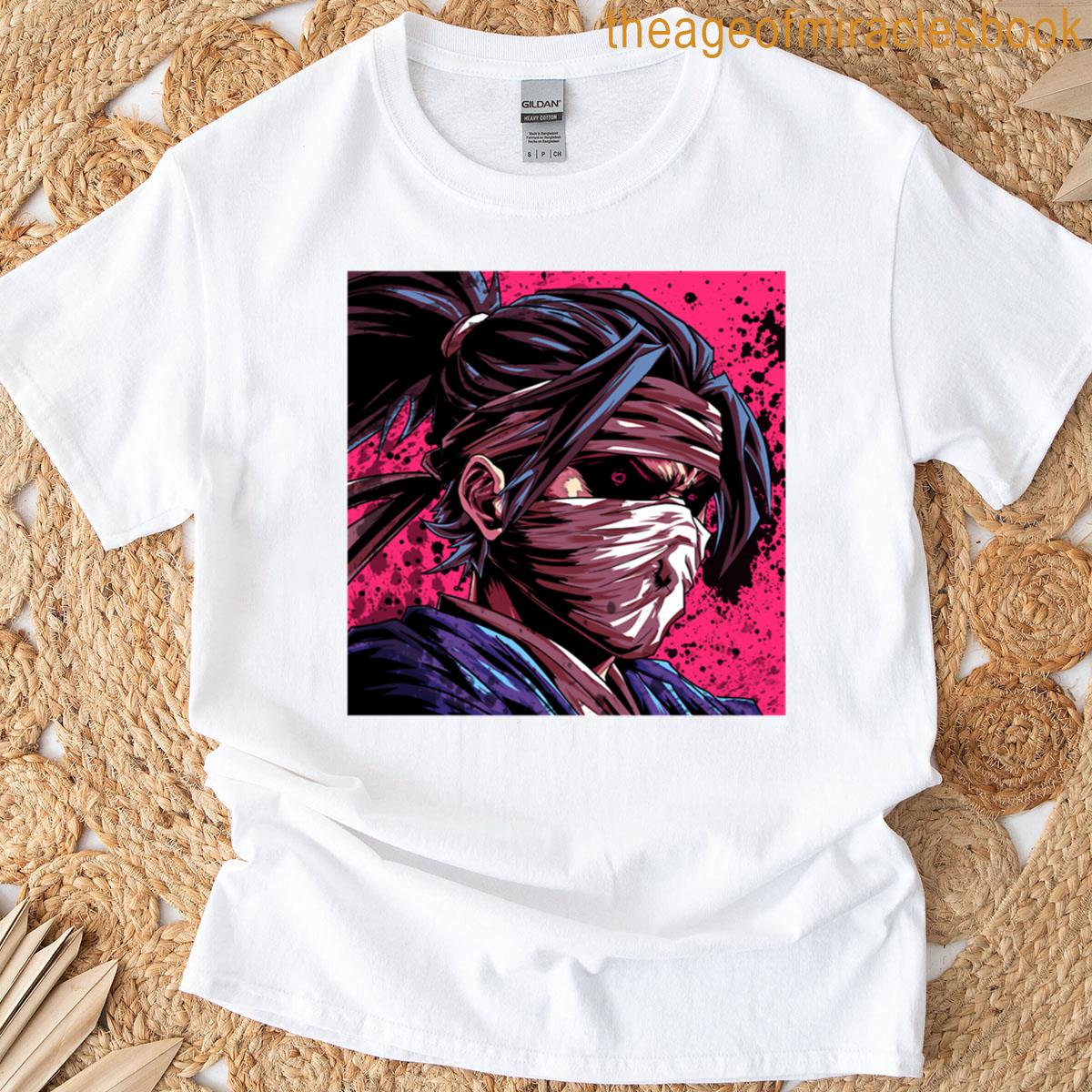 Masked Ronin With A Deadly Gaze Dark Samurai Anime Art T-shirt