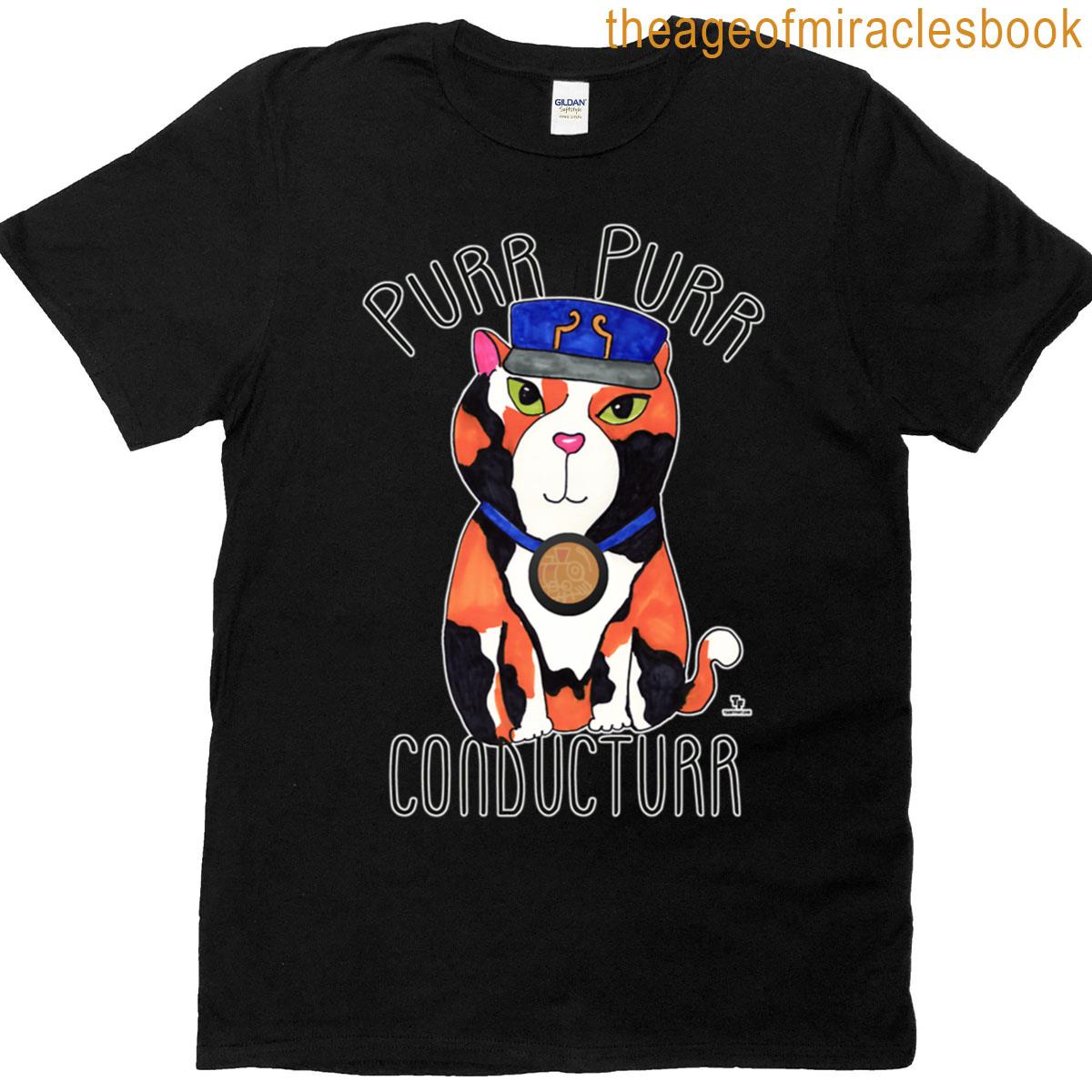 Purr Fun Calico Cat Train Conductor T-shirt