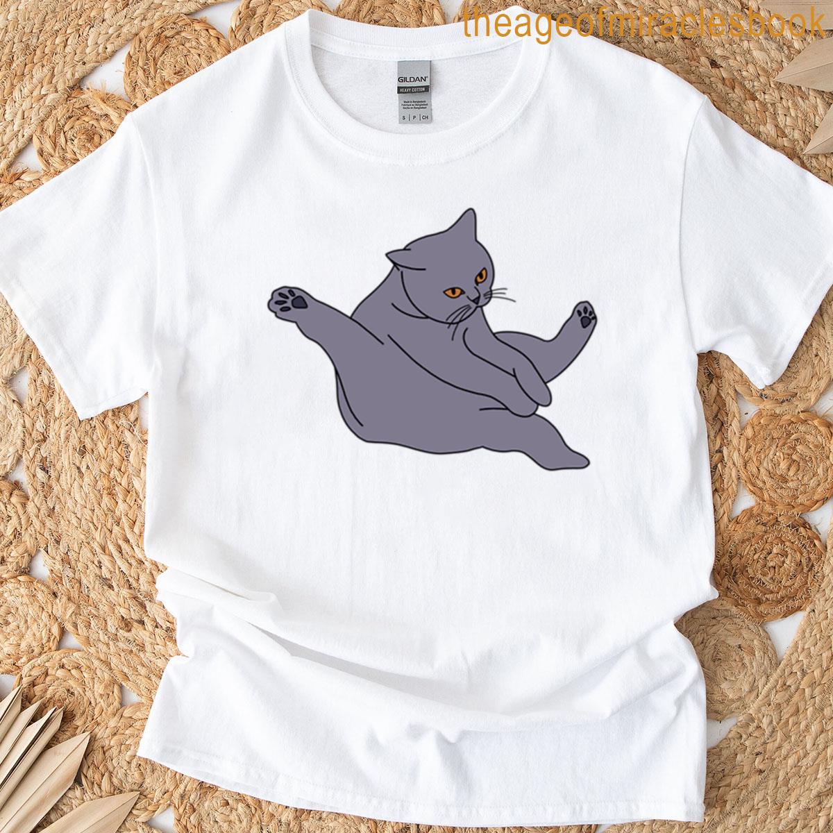 Line Art Cartoon Cat T-shirt