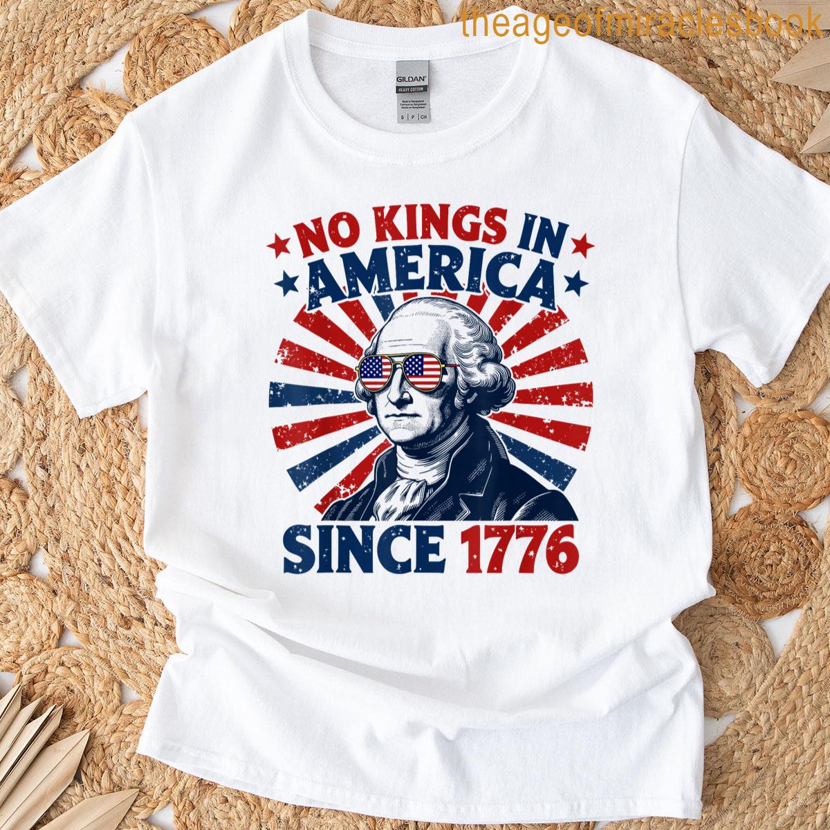 No Kings In America Since 1776 Distressed Flag Usa Vintage T-shirt