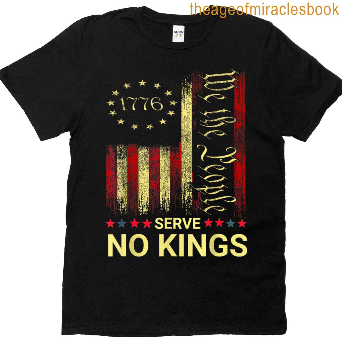 No Kings In America Since 1776 Distressed Usa Flag Vintage T-shirt