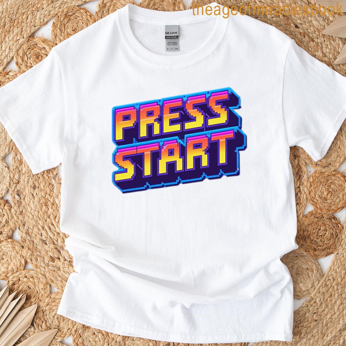 Press Start Retro Arcade Pixel Art Design T-shirt